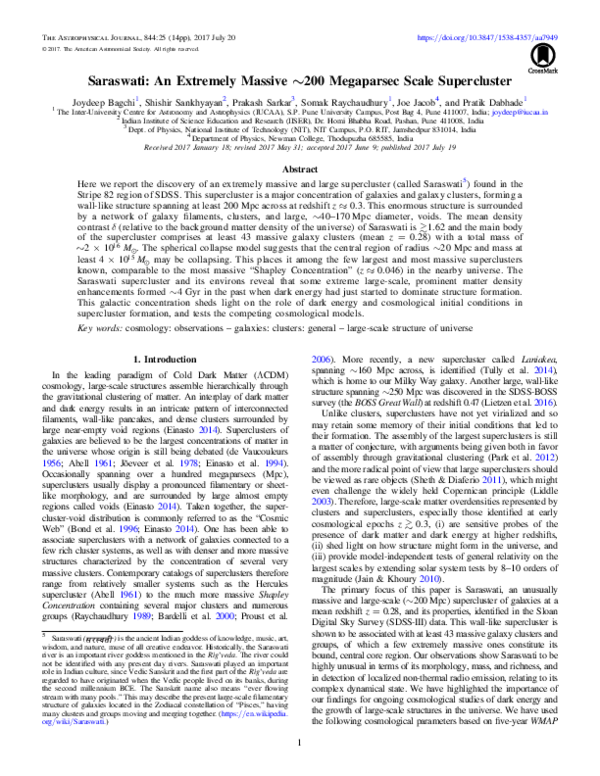 (PDF) Saraswati: An Extremely Massive ∼200 Megaparsec Scale Supercluster