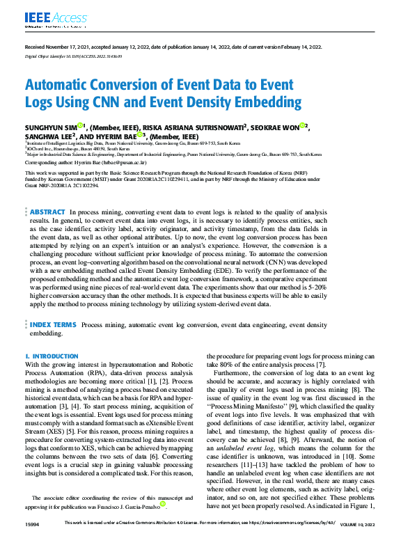 (PDF) Automatic Conversion of Event Data to Event Logs Using CNN and ...