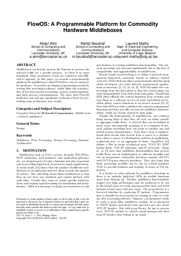 (PDF) FlowOS: A Programmable Platform for Commodity Hardware Middleboxes