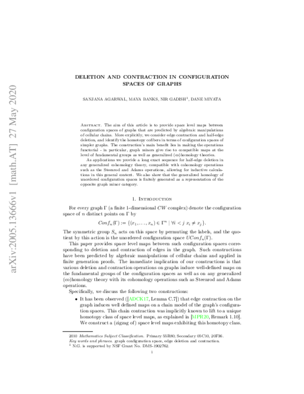 Pdf Deletion And Contraction In Configuration Spaces Of Graphs