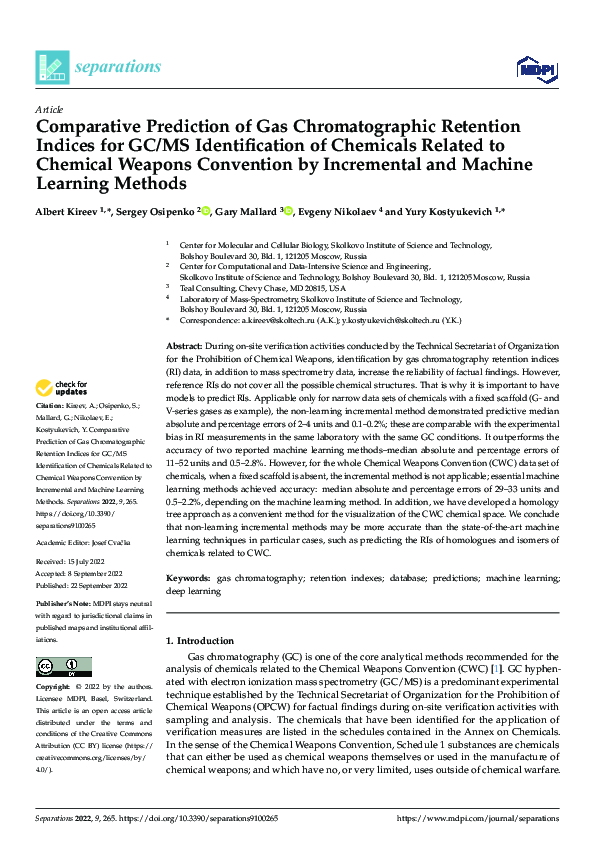 (PDF) Comparative Prediction of Gas Chromatographic Retention Indices for GC/MS Identification ...