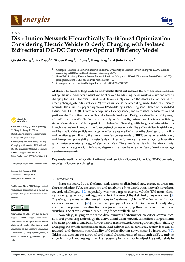 Pdf Distribution Network Hierarchically Partitioned Optimization Considering Electric Vehicle
