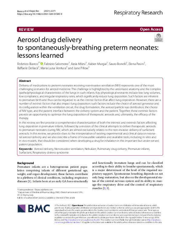(PDF) Aerosol drug delivery to spontaneously-breathing preterm neonates ...