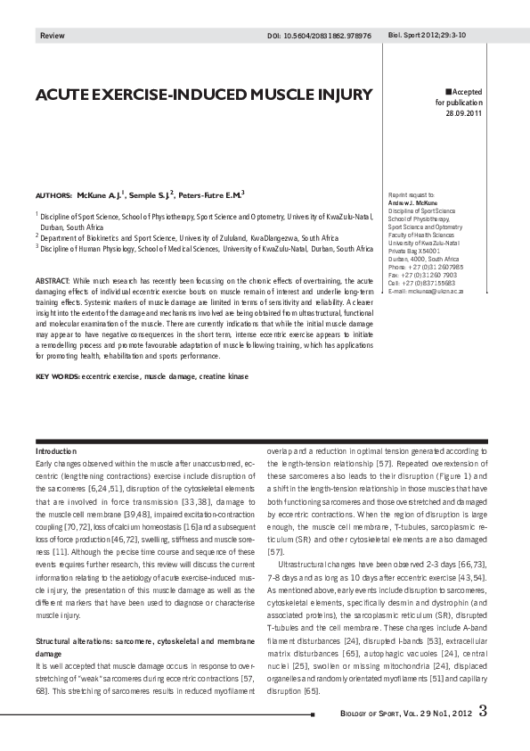 (PDF) Acute Exercise-Induced Muscle Injury