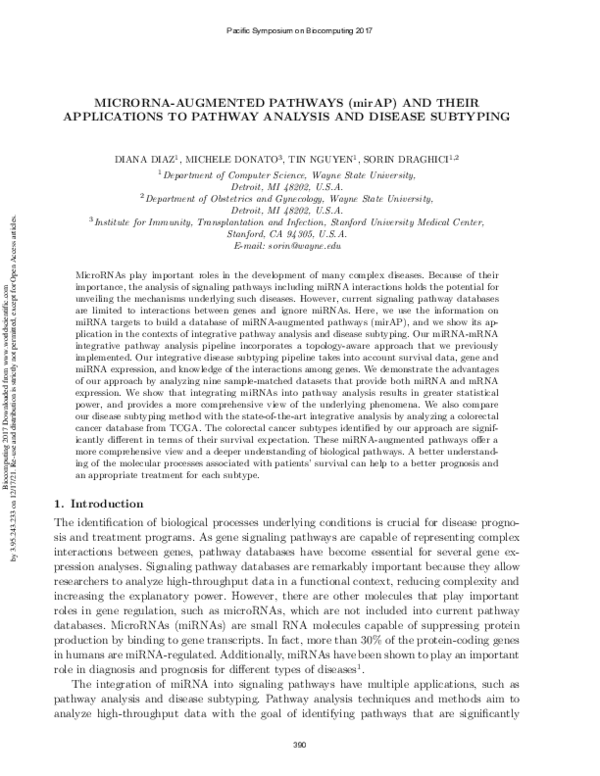 (PDF) miRNA-Augmented Pathways for Disease Analysis