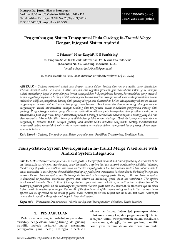 (PDF) Pengembangan Sistem Transportasi Pada Gudang In-Transit Merge ...