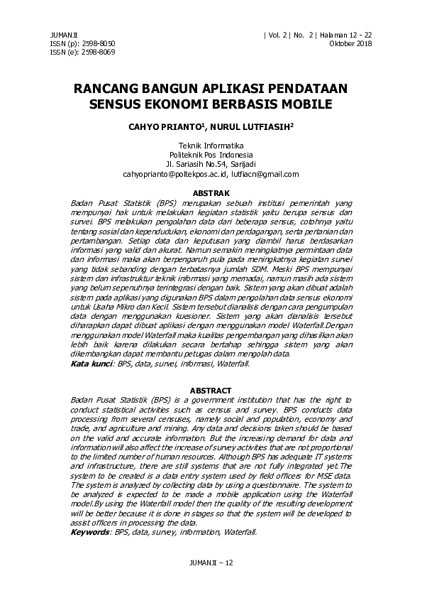 (PDF) Rancang Bangun Aplikasi Pendataan Sensus Ekonomi Berbasis Mobile | Cahyo Prianto ...