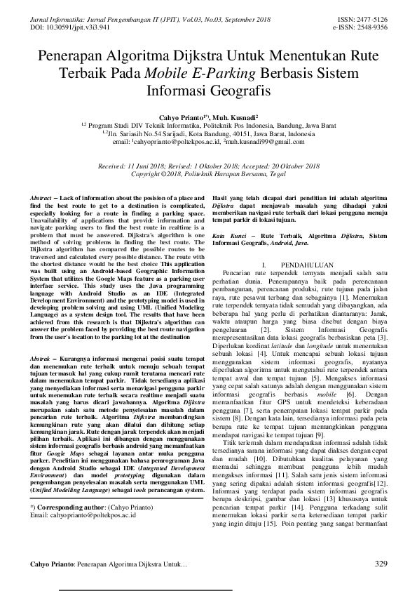 (PDF) Penerapan Algoritma Dijkstra Untuk Menentukan Rute Terbaik Pada ...