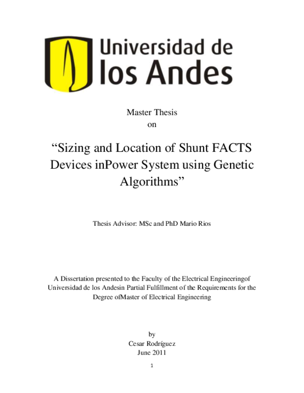 (PDF) Sizing and location of shunt FACTS devices in power system using genetic algorithms