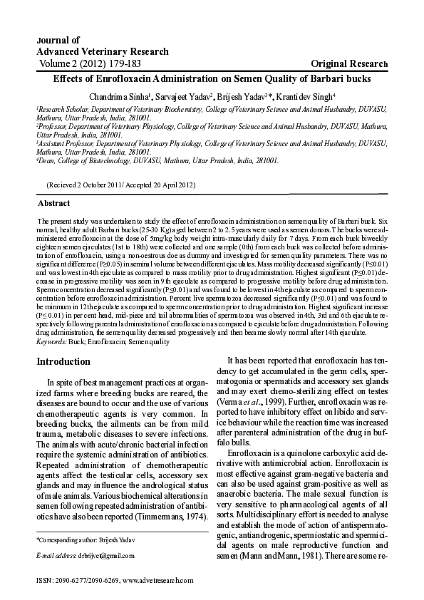(PDF) Effects of Enrofloxacin Administration on Semen Quality of ...