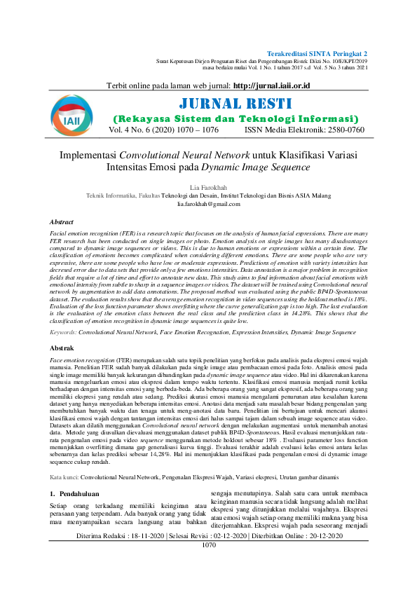 (PDF) Implementasi Convolutional Neural Network untuk Klasifikasi Variasi Intensitas Emosi pada ...