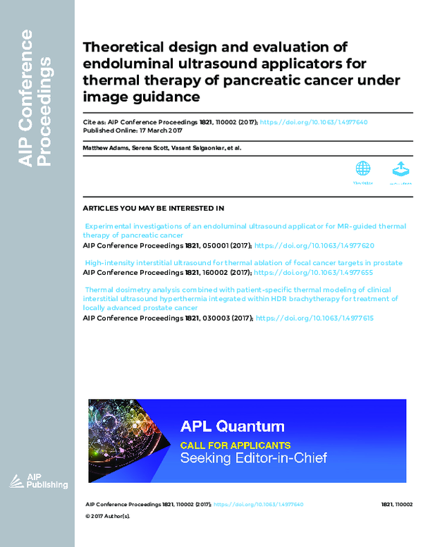 (PDF) Theoretical design and evaluation of endoluminal ultrasound applicators for thermal ...