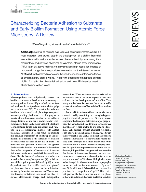(PDF) Characterizing Bacteria Adhesion to Substrate and Early Biofi lm ...