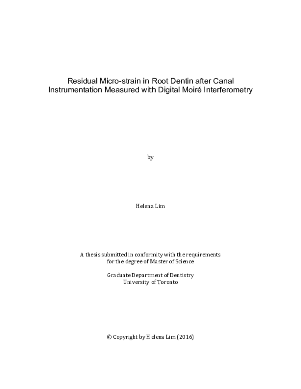 (PDF) Residual Microstrain in Root Dentin after Canal Instrumentation ...