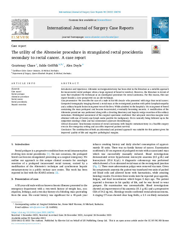 (PDF) The utility of the Altemeier procedure in strangulated rectal ...