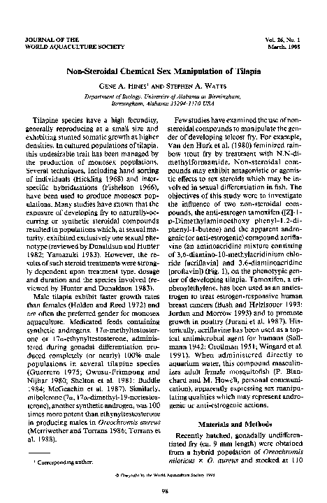 Pdf Non Steroidal Chemical Sex Manipulation Of Tilapia