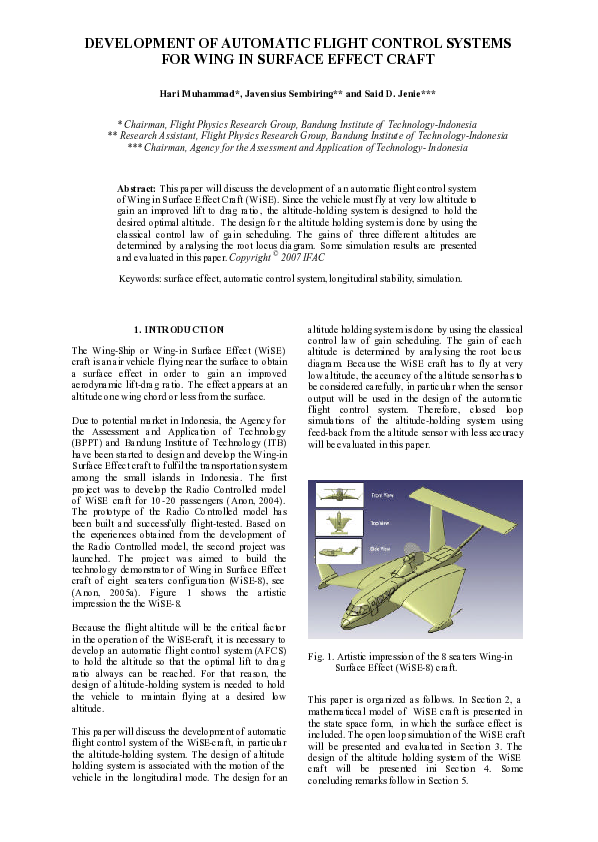 (PDF) Development of automatic flight control systems for wing in ...