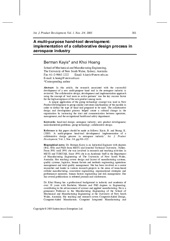 (PDF) A multi-purpose hand-tool development: implementation of a collaborative design process in ...