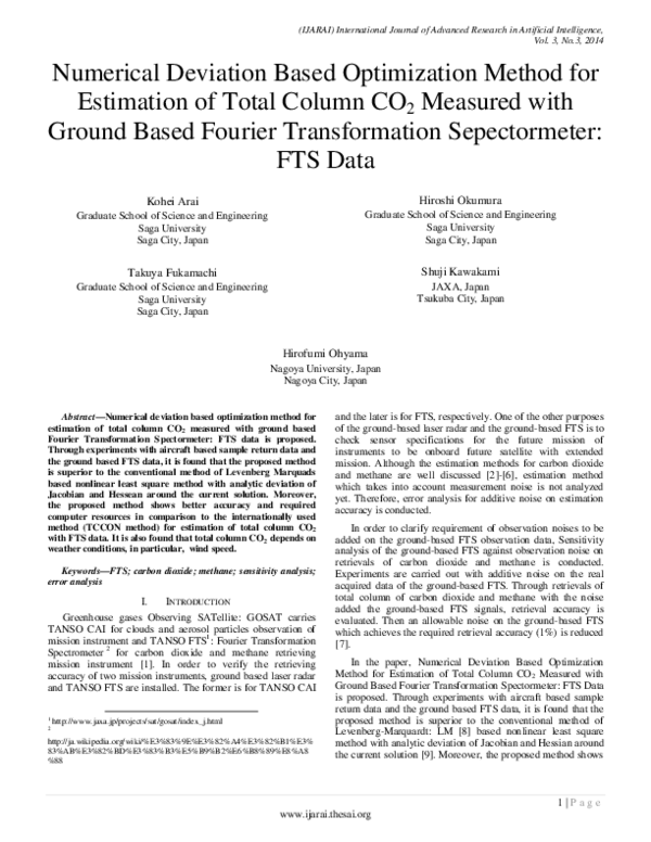 (PDF) Numerical Deviation Based Optimization Method for Estimation of Total Column CO2 Measured ...