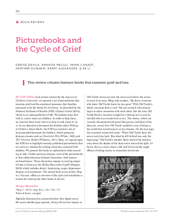 (PDF) Picturebooks and the Cycle of Grief