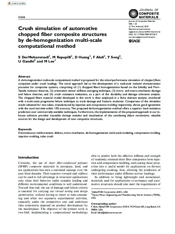 (PDF) Crush simulation of automotive chopped fiber composite structures ...