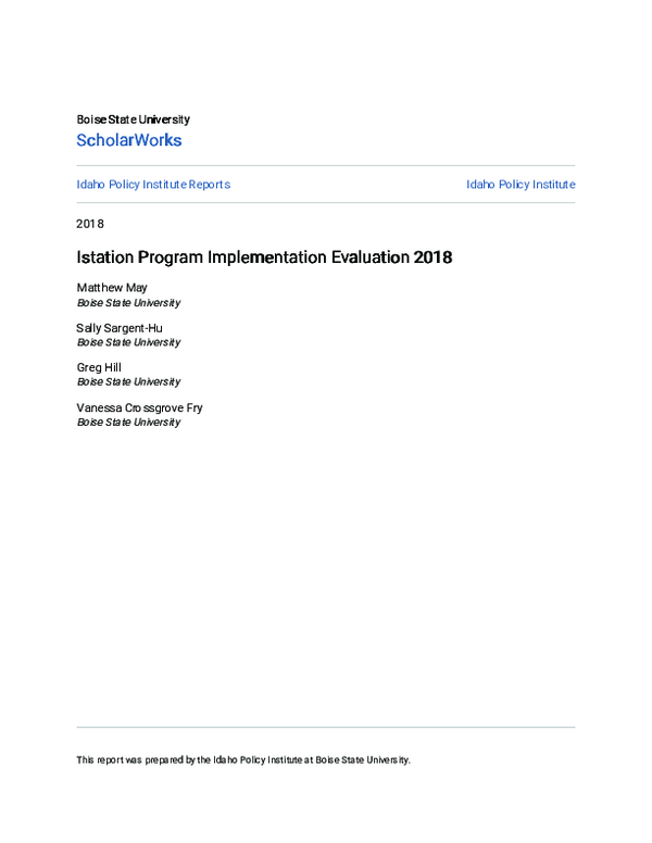 (PDF) Istation Program Implementation Evaluation 2018