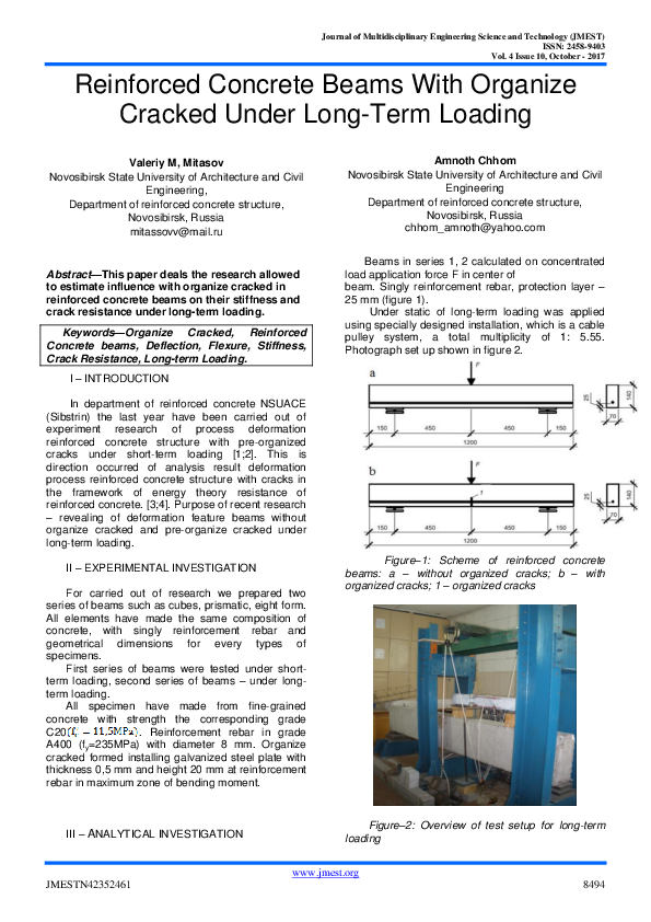 (PDF) Reinforced Concrete Beams With Organize Cracked Under Long-Term Loading