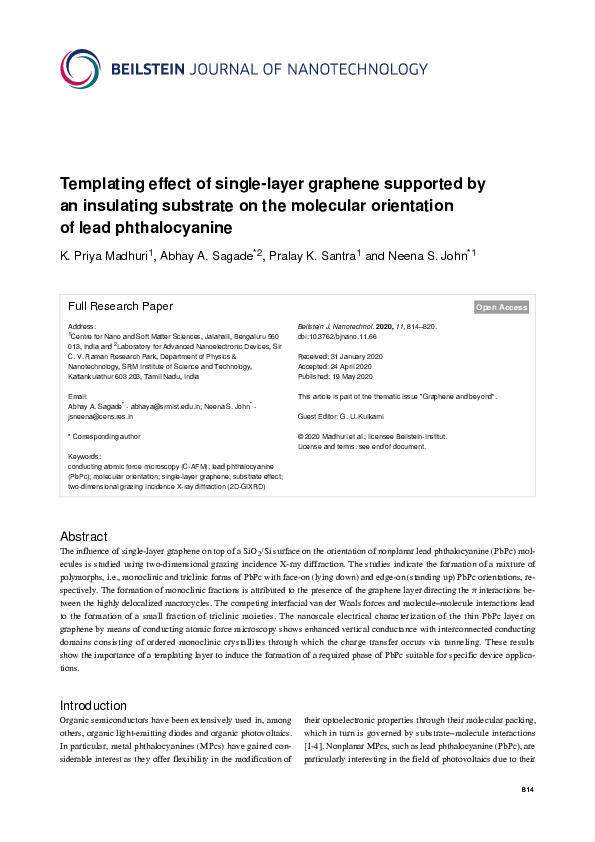 (PDF) Templating effect of single-layer graphene supported by an insulating substrate on the ...