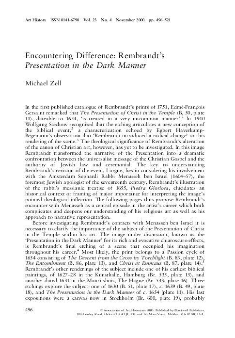 (PDF) Encountering Difference: Rembrandt’s Presentation in the Dark Manner