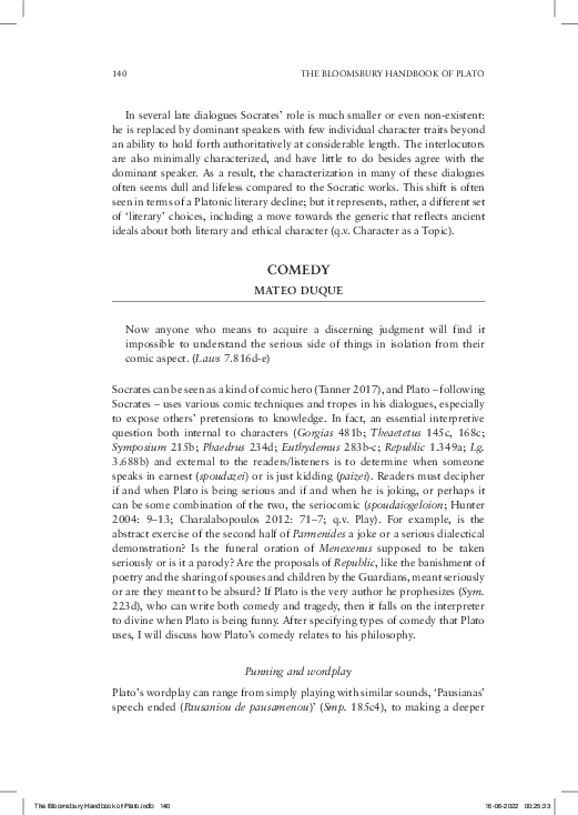 (PDF) Entry on "Comedy" in Section 3 "Important Features of the ...