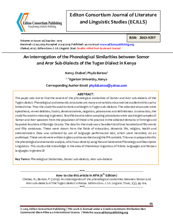 (PDF) An Interrogation of the Phonological Similarities between Somor ...