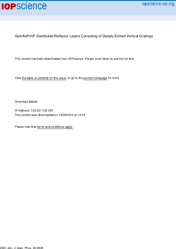 (PDF) GaInAsP/InP Distributed Reflector Lasers Consisting of Deeply Etched Vertical Gratings ...