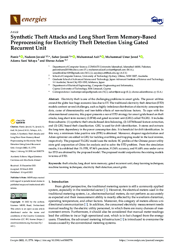 (PDF) Synthetic Theft Attacks and Long Short Term Memory-Based ...