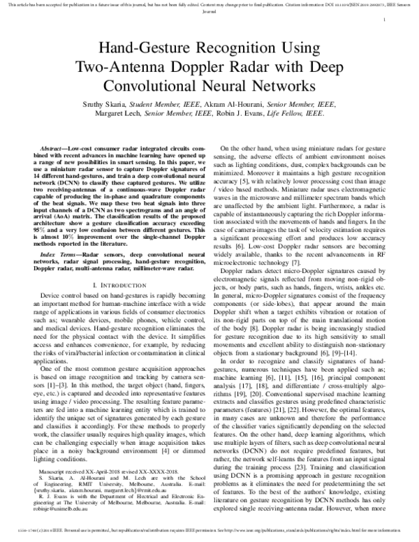 (PDF) Hand-Gesture Recognition Using Two-Antenna Doppler Radar With Deep Convolutional Neural ...