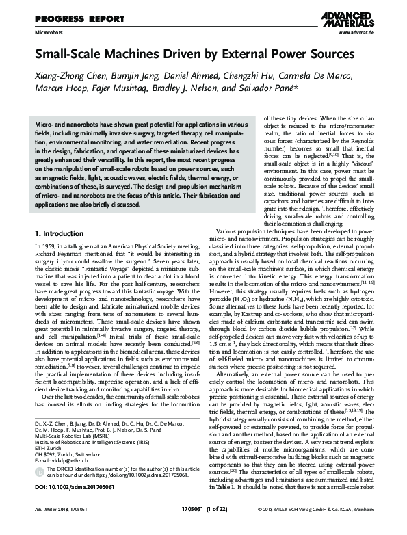 (PDF) Small-Scale Machines Driven by External Power Sources