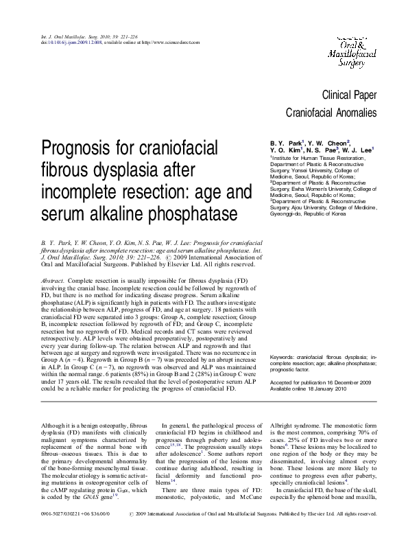 (PDF) Prognosis for craniofacial fibrous dysplasia after incomplete ...