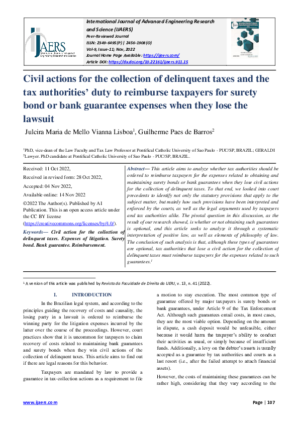(PDF) Civil actions for the collection of delinquent taxes and the tax ...