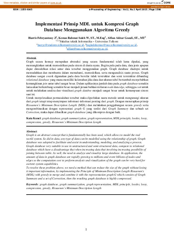 (PDF) Implementasi Prinsip MDL untuk Kompresi Graph Database Menggunakan Algoritma Greedy