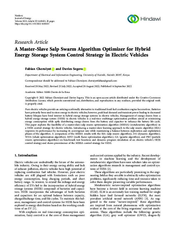 Pdf A Master Slave Salp Swarm Algorithm Optimizer For Hybrid Energy Storage System Control
