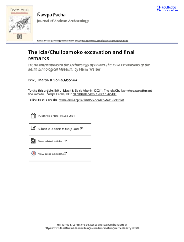 (PDF) The Icla/Chullpamoko excavation and final remarks