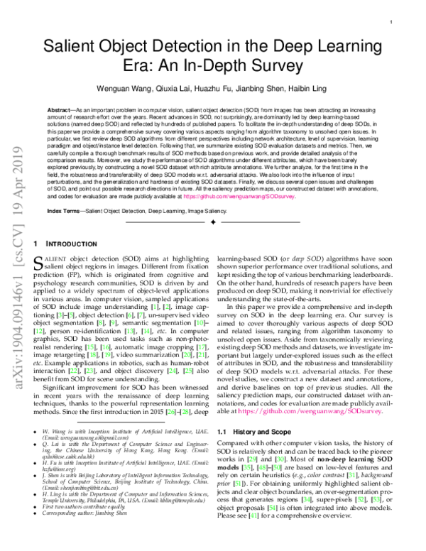 (PDF) Salient Object Detection in the Deep Learning Era: An In-Depth Survey | Huazhu Fu ...
