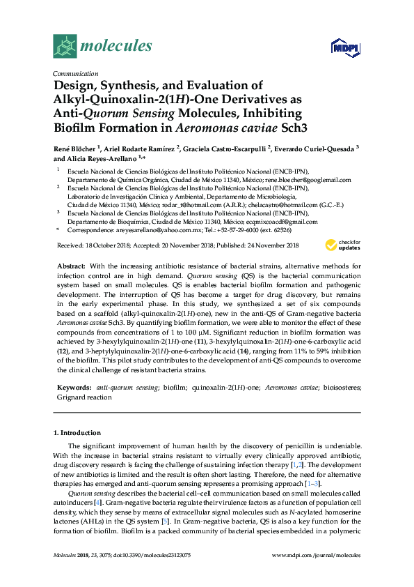 (PDF) Design, Synthesis, and Evaluation of Alkyl-Quinoxalin-2(1H)-One ...