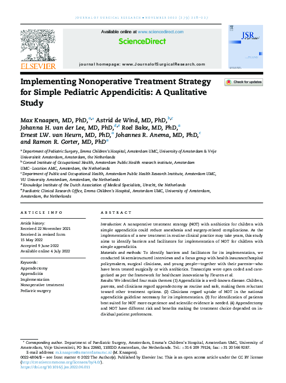 (PDF) Implementing Nonoperative Treatment Strategy for Simple Pediatric ...