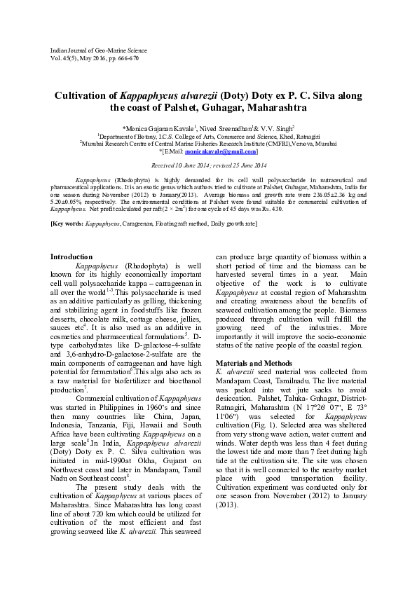 (PDF) Cul tivation of Kappaphycus alvarezii (Doty) Doty ex P. C. Silva ...