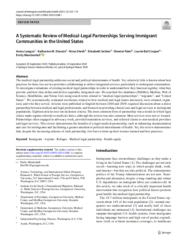 (PDF) A Systematic Review of Medical-Legal Partnerships Serving ...