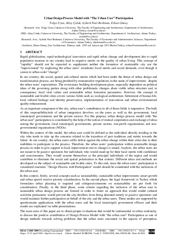 (PDF) Urban Design Process Model with The Urban User Participation