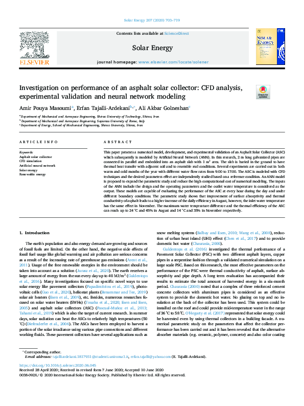 (PDF) Asphalt Solar Collector: CFD and ANN Modeling