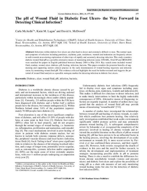 The pH of Wound Fluid in Diabetic Foot Ulcers- the Way Forward in ...