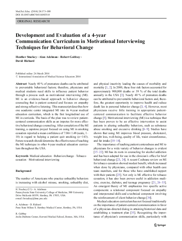 (PDF) Development and Evaluation of a 4-year Communication Curriculum ...