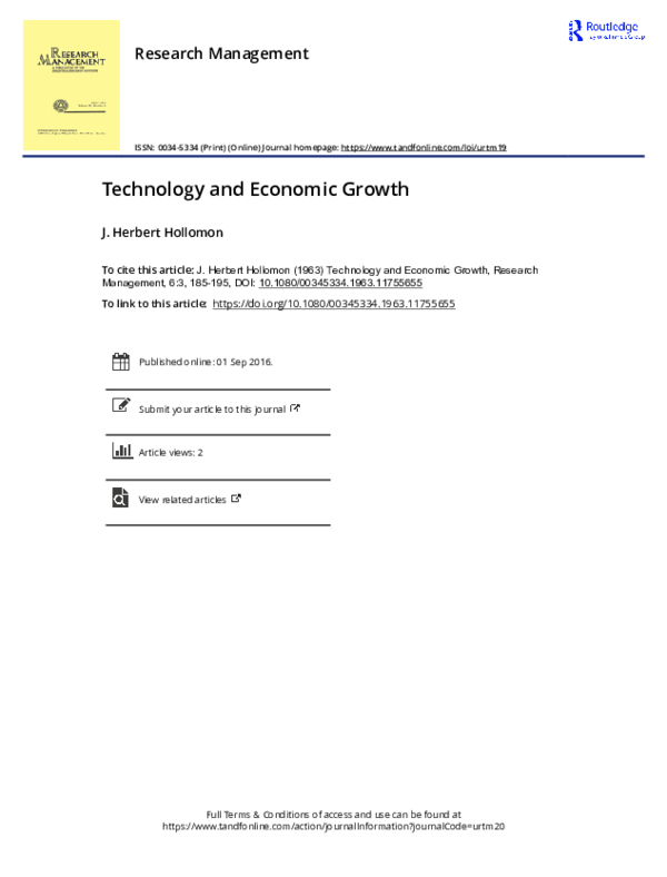 (PDF) Technology and Economic Growth